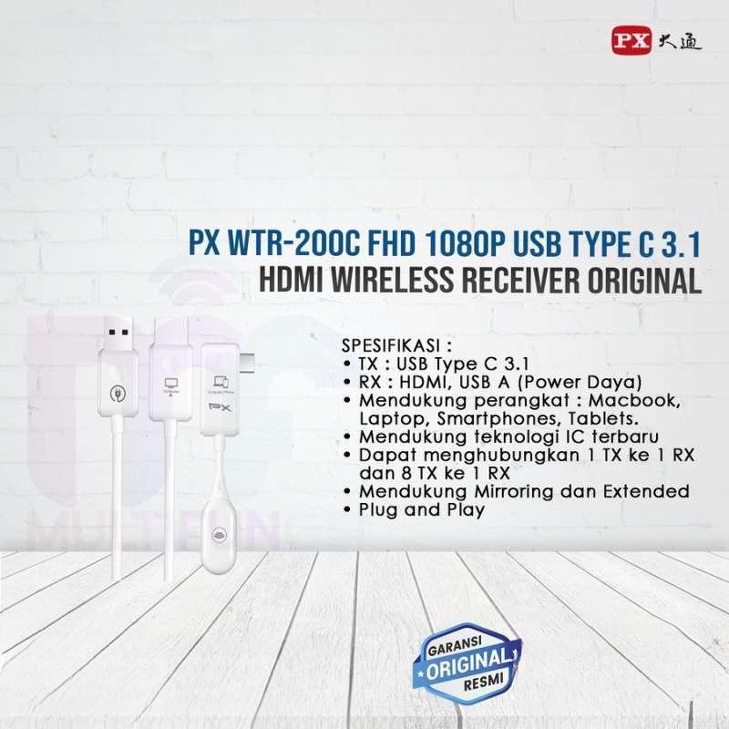 Jual PX WTR-200C FHD 1080p USB Type C 3.1 HDMI Wireless Receiver ...