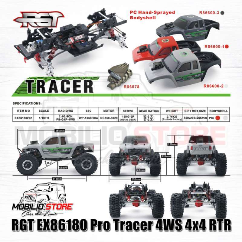 Promo RGT EX86180 PRO TRACER 4WS 4X4 RTR 1/10 SCALE RC ROCK CRAWLER OFF ...