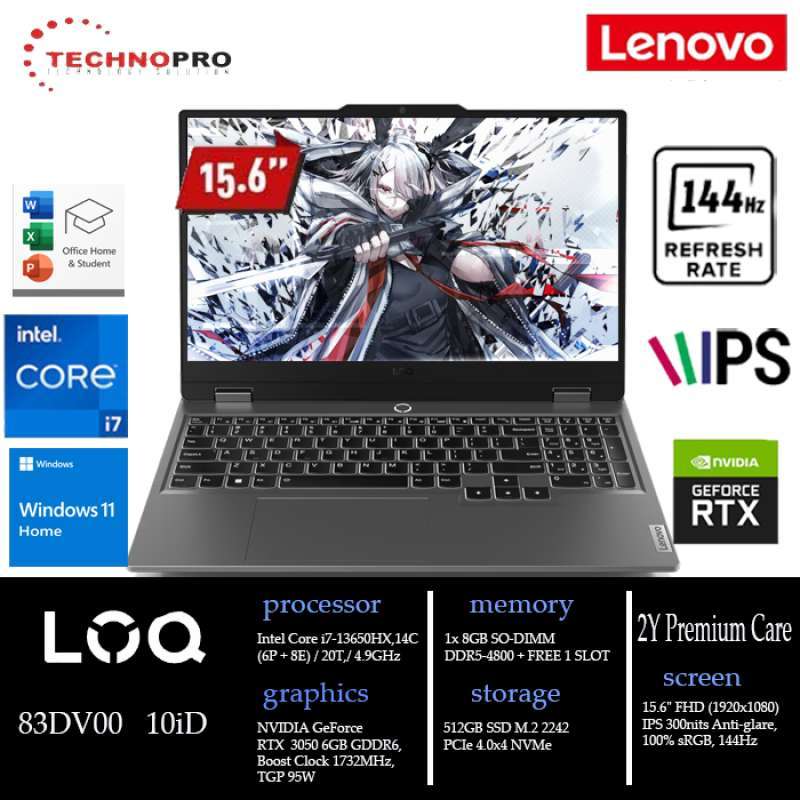 Jual Lenovo LOQ 15IRX9 10ID || Intel Core i7-13650HX RTX 3050 6GB 8GB ...