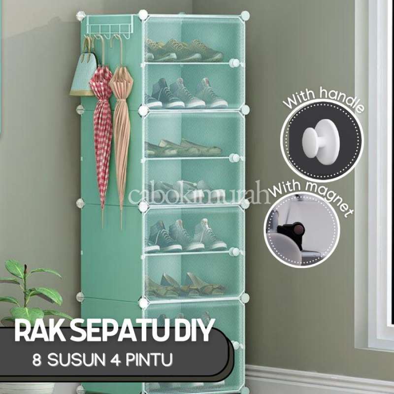 Jual RAK SEPATU DIY 8 SUSUN 4 PINTU - RAK SEPATU PLASTIK MULTIFUNGSI di ...