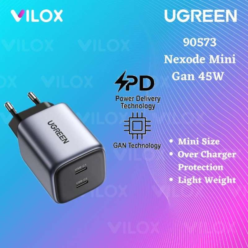 Jual ugreen GAN 45w adapter super fast charger type c samsung s note 21 ...