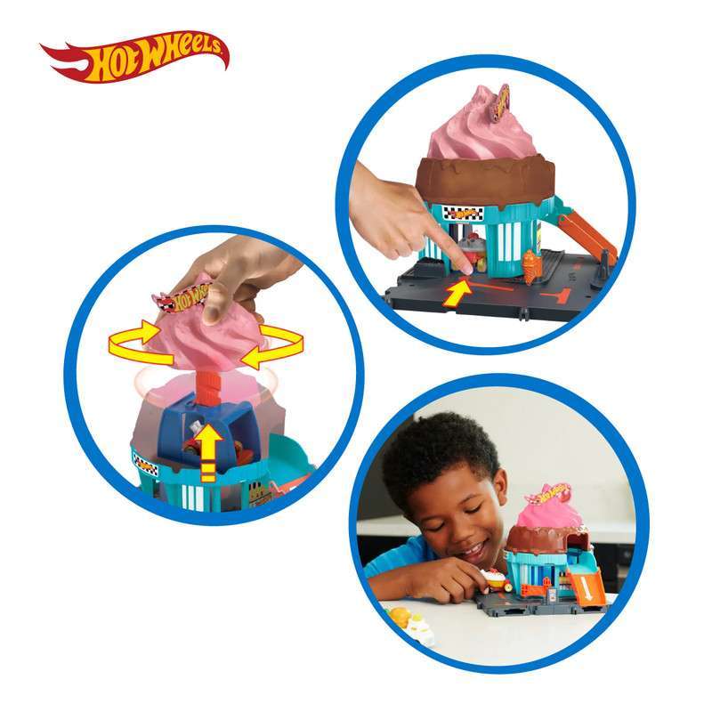 Jual Hot Wheels City Downtown Ice Cream Swirl Pink - Mainan Trek Mobil ...
