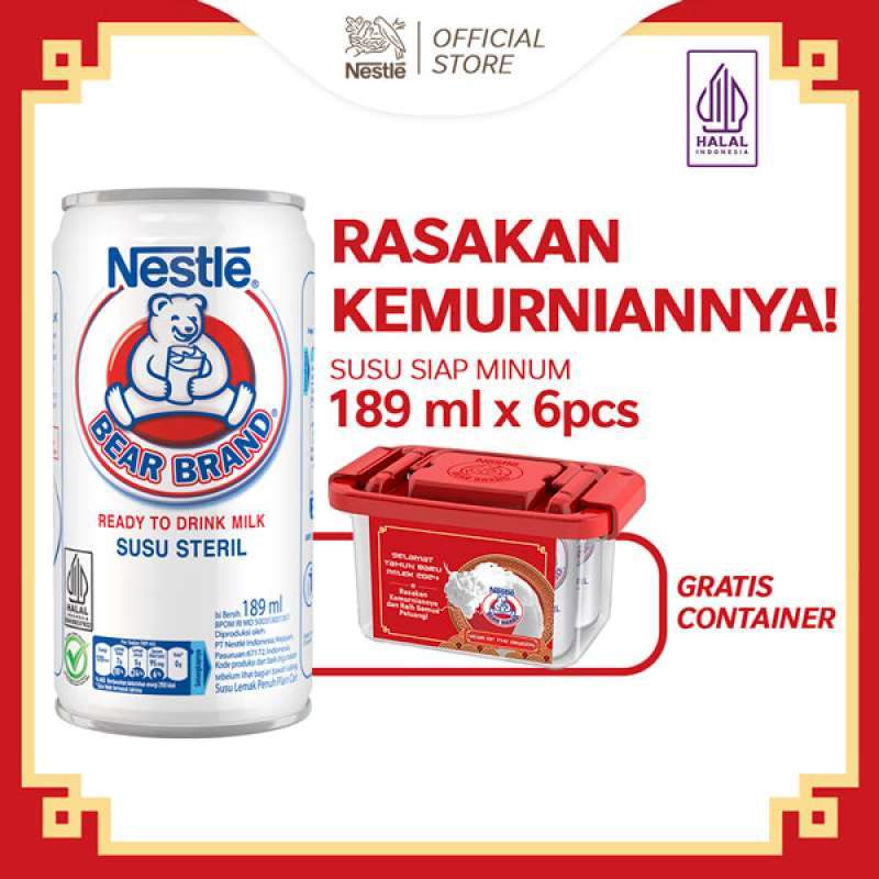 Jual Beli 6 Bear Brand Susu Kaleng Susu Beruang Susu Steril 189ml ...
