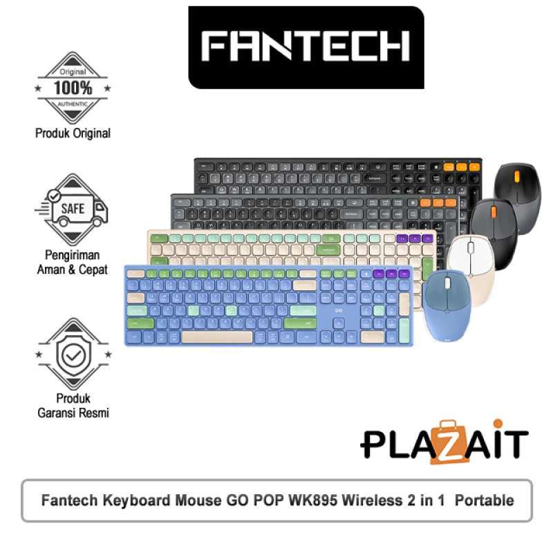 Jual Fantech Keyboard Mouse GO POP WK895 Wireless 2 in 1 Portable - Grey di Seller PT. Primajaya ...