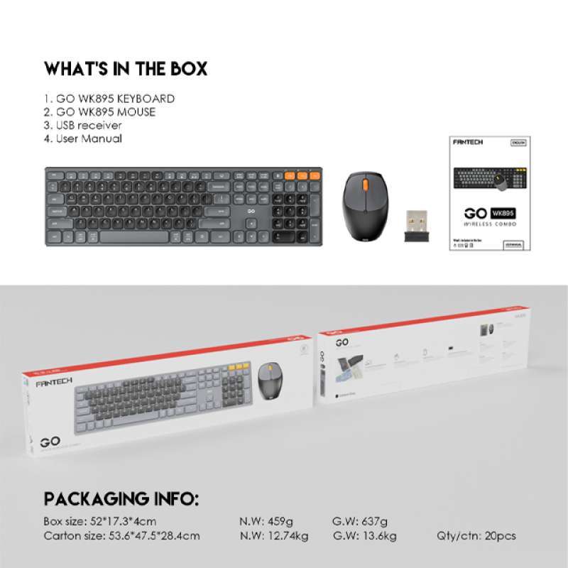 Jual Fantech Keyboard Mouse GO POP WK895 Wireless 2 in 1 Portable ...