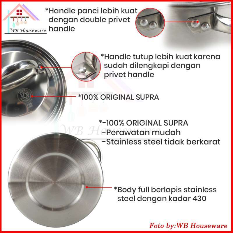 Jual Supra Stock Pot 40qt Stainless + Tutup Stainless + Steamer / Panci ...