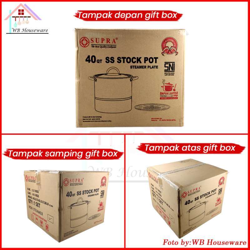 Jual Supra Stock Pot 40qt Stainless + Tutup Stainless + Steamer / Panci ...