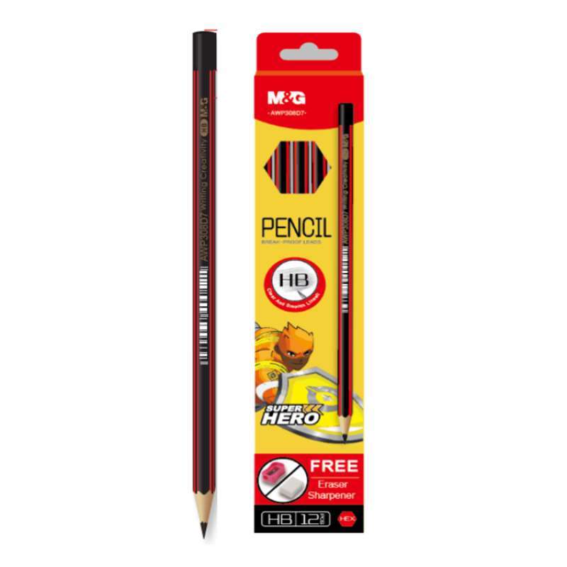 Jual Pensil M&G Standard HB Pencil With Eraser Sharpener AWP308D7 Set 12pcs di Seller BOKEN ...