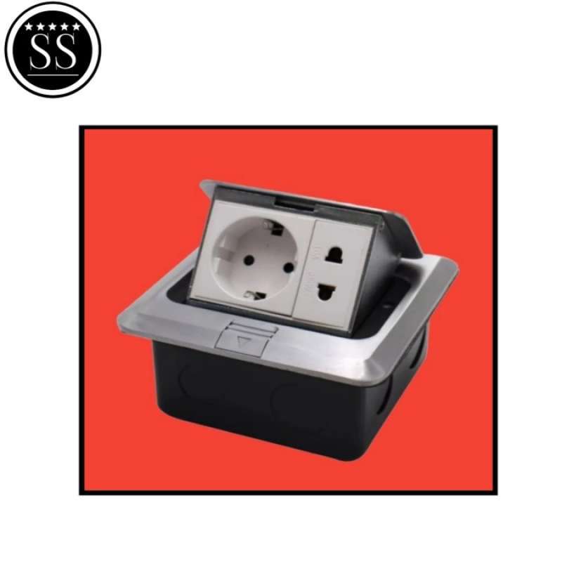 Promo Floor socket panel lantai meja 2 stop kontak colokan listrik ue ...