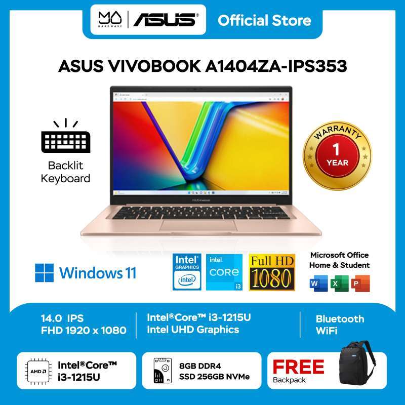 Jual Laptop Asus Vivobook 14 A1404ZA IPS353 Intel i3 1215U 8GB SSD 512GB TERACOTA Garansi Resmi ...