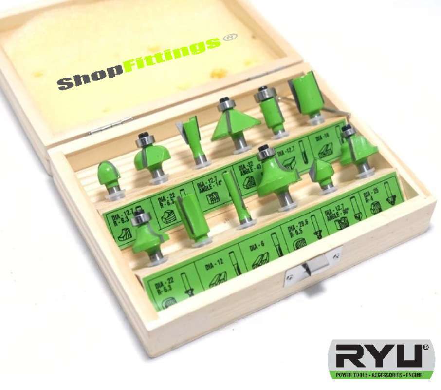 Promo Mata Router Bit Set Profil Wood Trimmer 12 or 15 pcs Shank ¼ 6mm ...