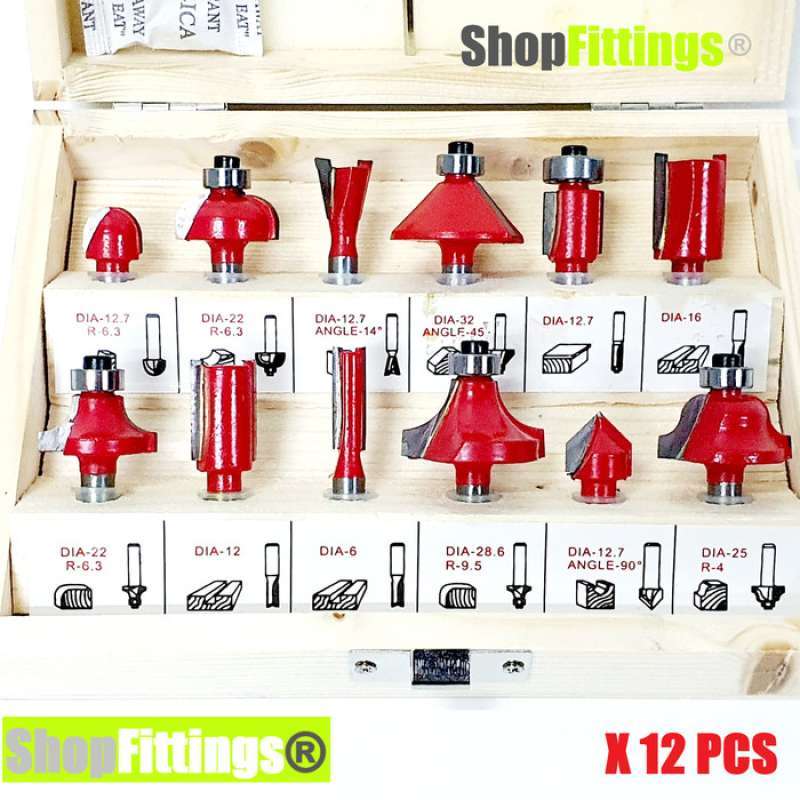 Promo Mata Router Bit Set Profil Wood Trimmer 12 or 15 pcs Shank ¼ 6mm ...