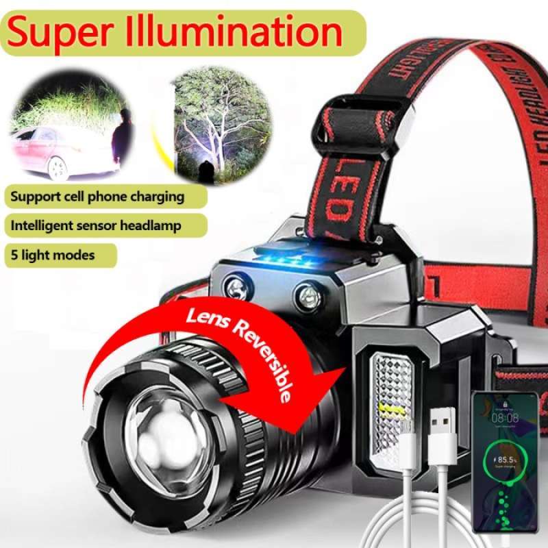 Promo SALE SENTER KEPALA LED HEADLAMP ZOOM P50 5000 LUMENS SENSOR GERAK ANTI AIR - T6 Headlamp ...