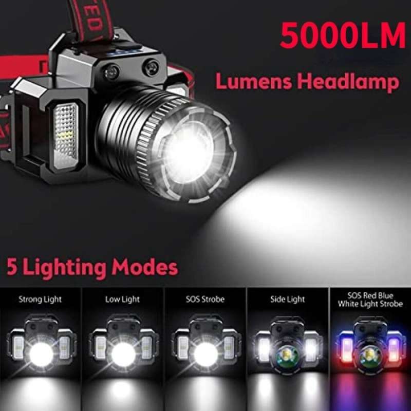 Promo SALE SENTER KEPALA LED HEADLAMP ZOOM P50 5000 LUMENS SENSOR GERAK ANTI AIR - T6 Headlamp ...