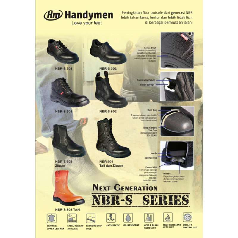 Promo PROMO - SEPATU BOOT SAFETY TAMBANG HANDYMEN NBR S 802 KULIT ASLI ISO SNI Diskon 50% di ...