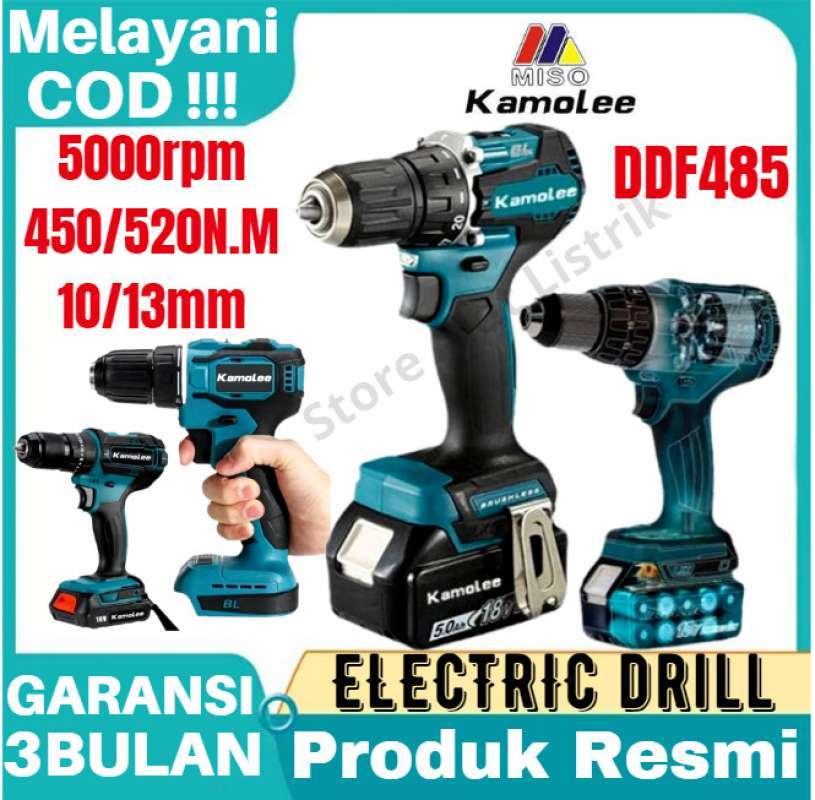 Promo Bor Listrik Cordless Impact drill-Kamolee DDF485 Torsi Max 450N.m ...
