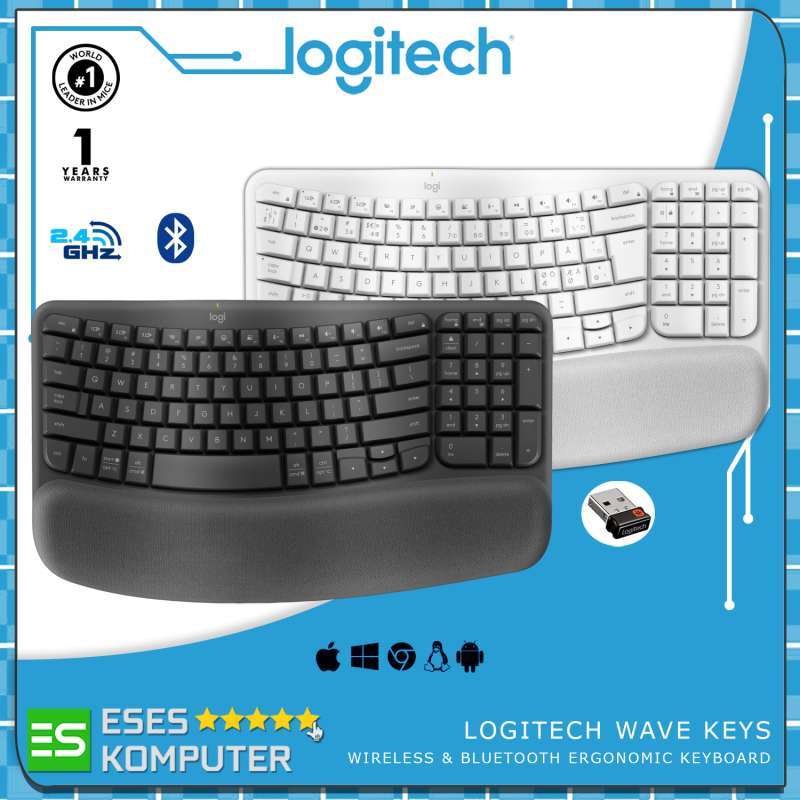 Jual Keyboard Logitech Wave Keys Wireless Bluetooth Ergonomic Di Seller