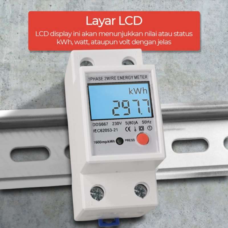 Promo KWH meter digital 1 phase 220V 80A din rail omega rel Diskon 23% di Seller Rhmd ...
