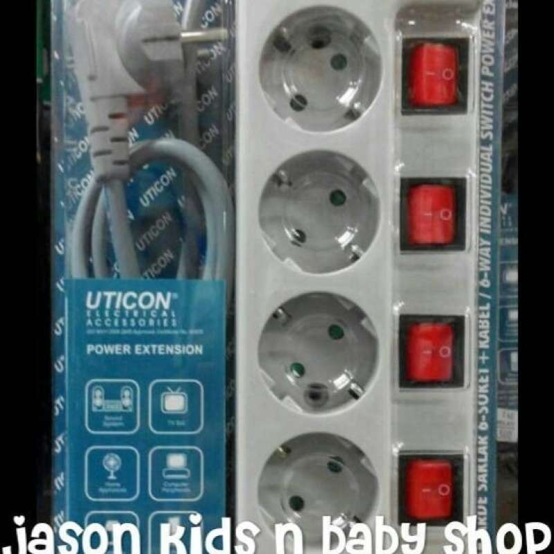 Promo Terminal listrik/Stop kontak UTICON 6 lubang + kabel 1,5m Diskon ...