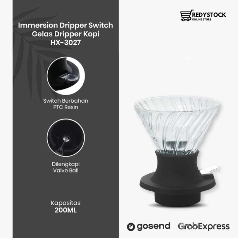 Promo Immersion dripper switch 200ml v60 glass clever drip kopi YRP ...