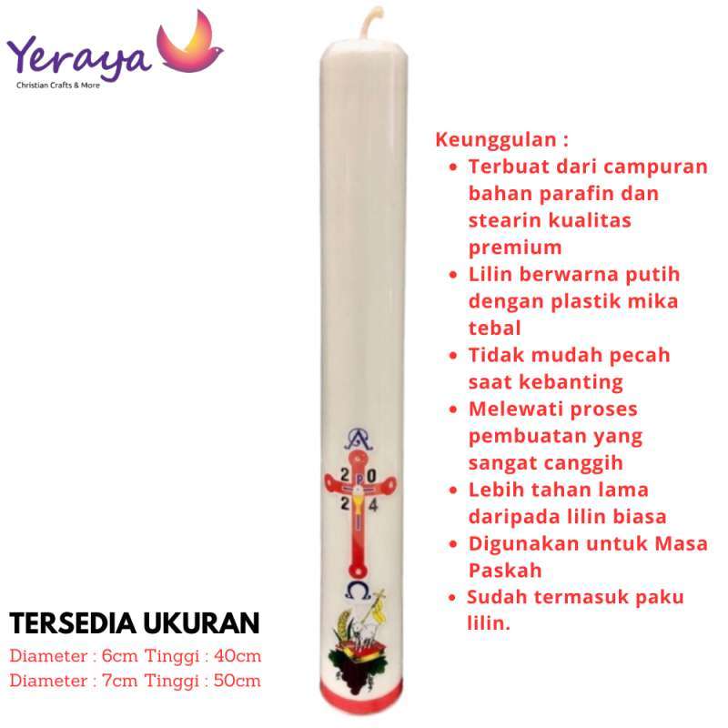 Jual Lilin Paskah Tahun 2024 Peralatan Misa Paska Candle Holder Putih ...