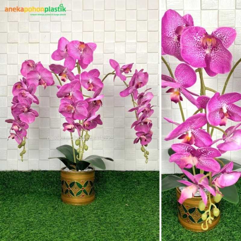 Promo New Tanaman Bunga Anggrek Tangkai Juntai X3 Latex Artificial Vas ...