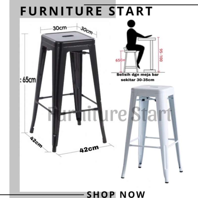Promo Terbaik Kursi Besi Bangku Iron Chair Ukuran 66Cm - Putih Diskon ...