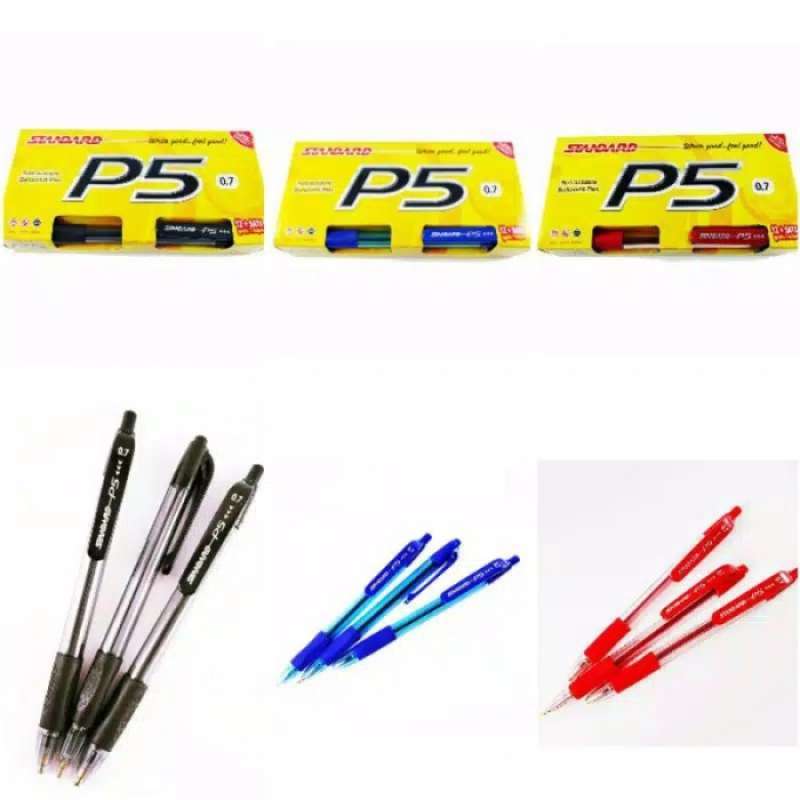 Jual standard pen p5 0.7 isi 12 bolpen / pulpen / bolpoin / ballpoint ...