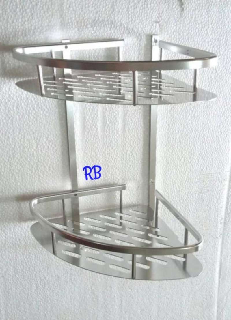 Jual Rak Sudut 2 Susun - Rak Dinding Kamar Mandi - Rak Double Alumunium ...