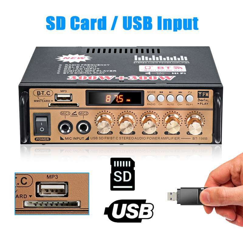 Promo Power Amplifier Wireless Karaoke Fleco Bt-198a Amplifier Bluetooth Stereo Karaoke 2 ...