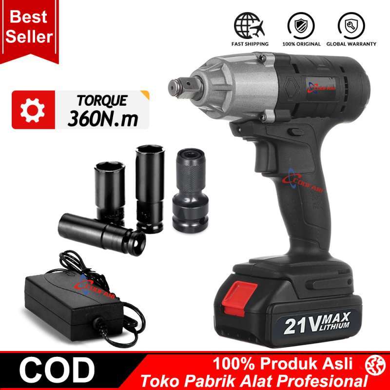 Promo . MESIN BOR IMPACT WRENCH BATERAI 21V TERLENGKAP BOR BUKA PASANG ...