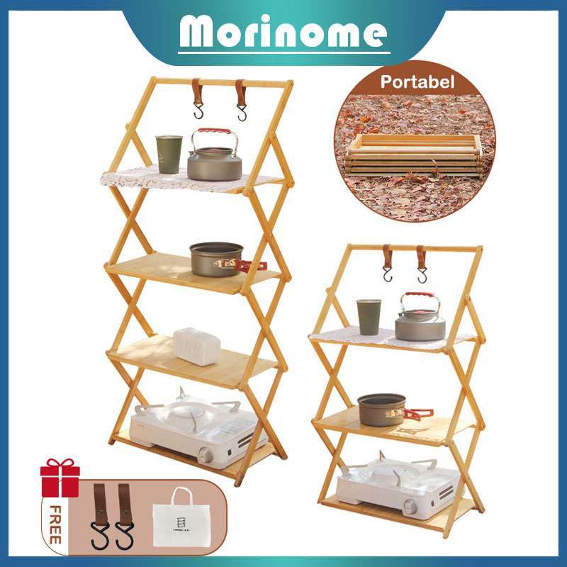 Promo 【Tas gratis】Rak lipat luar penyimpanan Camping Picnic ruangan Rak ...