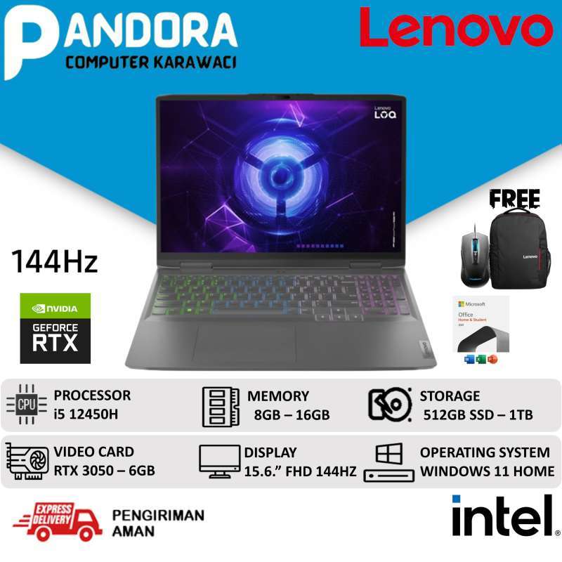 Jual LENOVO LOQ 15 RTX 3050 6GB I5 12450H 16GB 512GB SSD 144HZ WINDOWS jual-lenovo-loq-15-rtx-3050-6gb-i5-12450h-16gb-512gb-ssd-144hz-windows