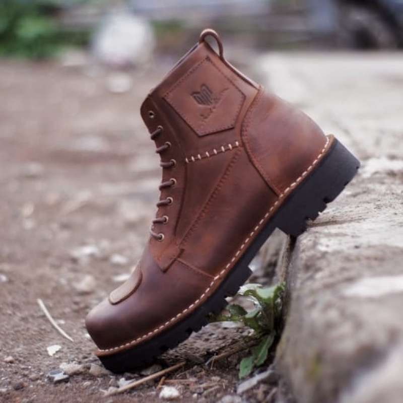 Promo Crewger thunder Bold Brown Sepatu Pria Kulit Asli Boots Safety ...