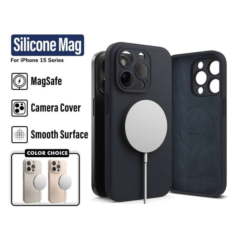 Promo Case iPhone 15 Pro Max Plus Ringke Silicone Magnetic MagSafe Casing - 15 Plus Mag Blue ...