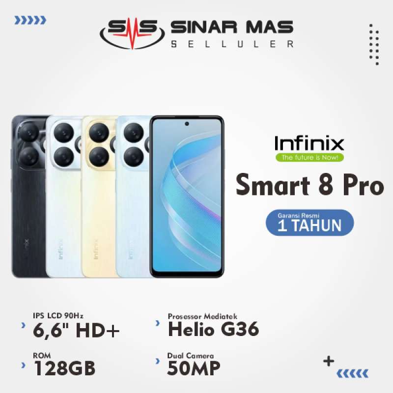 Jual Infinix Smart 8 Pro Smartphone [8GB/128GB] Garansi Resmi - Galaxy White di Seller SINAR MAS ...