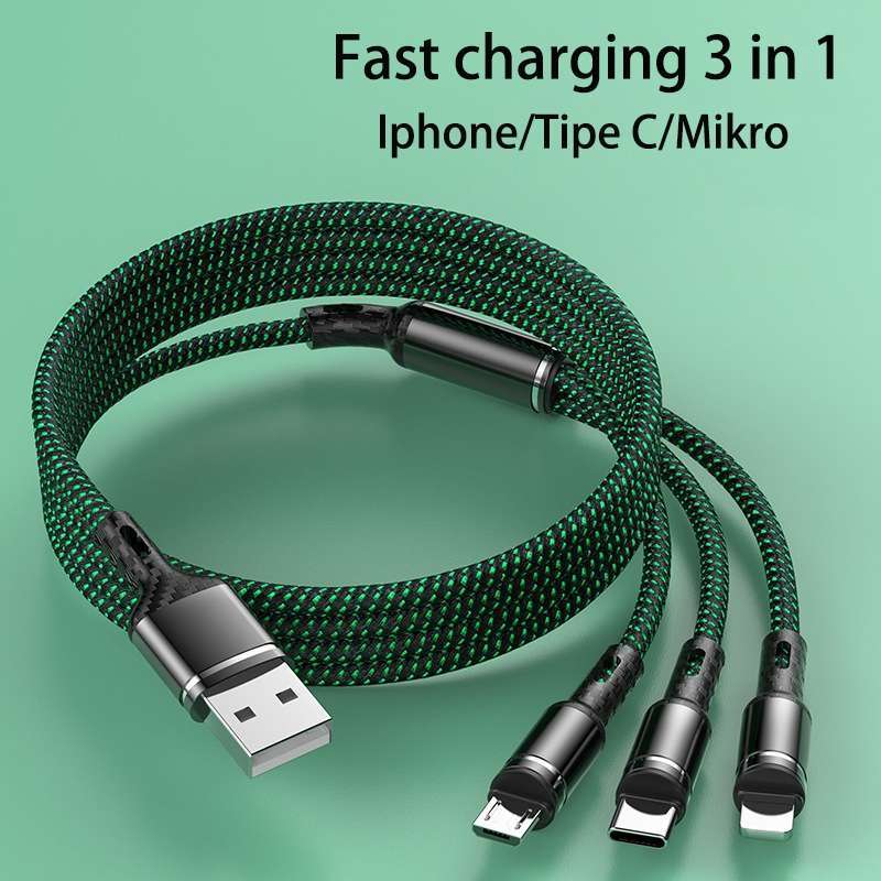 Jual MISO Kabel Pengisian Daya Kabel Charger 3in1 Super Cepat Micro USB ...