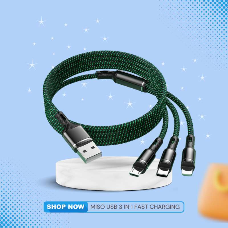 Jual MISO Kabel Pengisian Daya Kabel Charger 3in1 Super Cepat Micro USB ...
