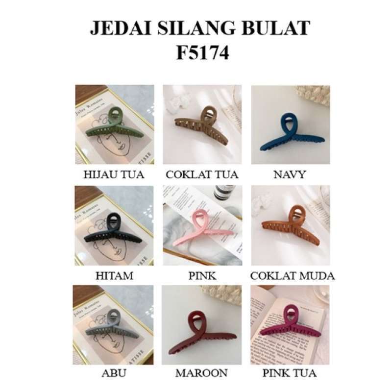 Jual F5174 Jepitan Jedai Silang Bulat / Jedai Rambut Doff / Jepitan ...