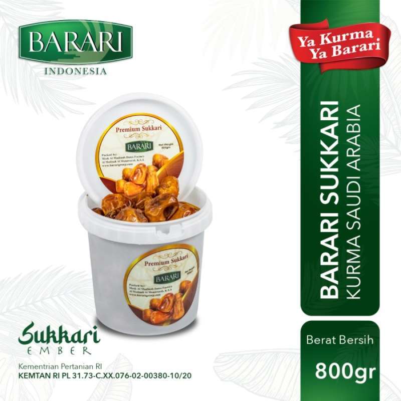 Jual Kurma Barari Premium Sukkari 800Gr (Kemasan Ember Plastik)Saudi ...