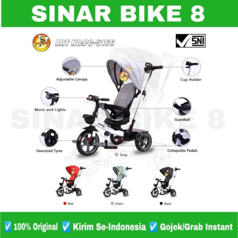 Promo Sepeda Roda Tiga Pacific Pc 5166 Kursi Putar Kanopi Tricycle Anak ...