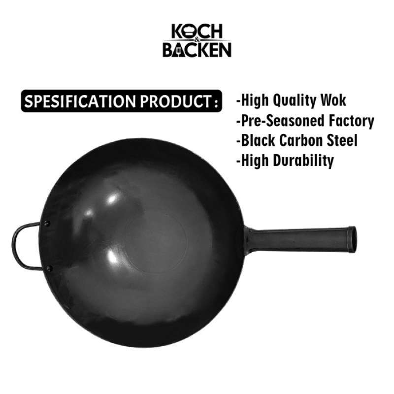 Promo Sale Koch&Backen Black Carbon Steel Wok 36Cm Wajan Gagang Besi ...