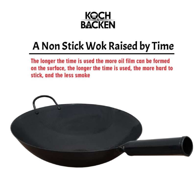 Promo Sale Koch&Backen Black Carbon Steel Wok 36Cm Wajan Gagang Besi ...