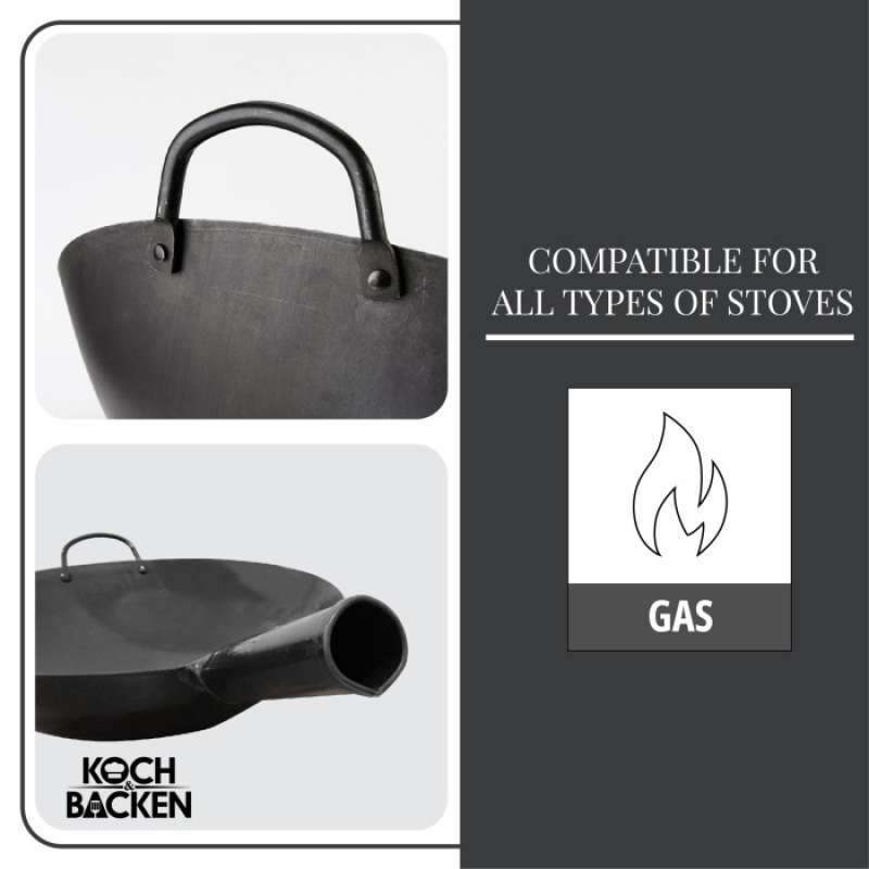 Promo Sale Koch&Backen Black Carbon Steel Wok 36Cm Wajan Gagang Besi ...
