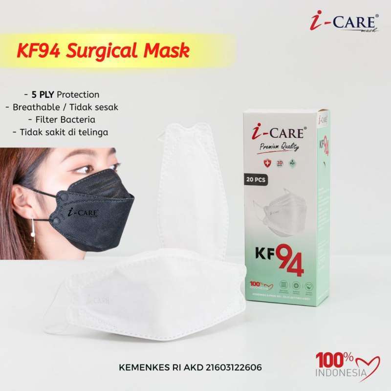 Jual Masker KF94 ICARE 4PLY Embos I-Care Korea Earloop KF 94 Premium Quality - Army di Seller ...