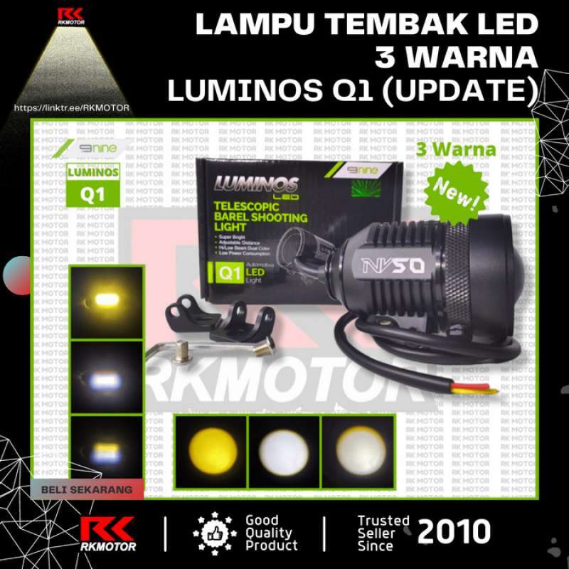 Promo Lampu Sorot 3 Warna LED Cree Luminos Q1 Versi Baru Cahaya Bisa ...