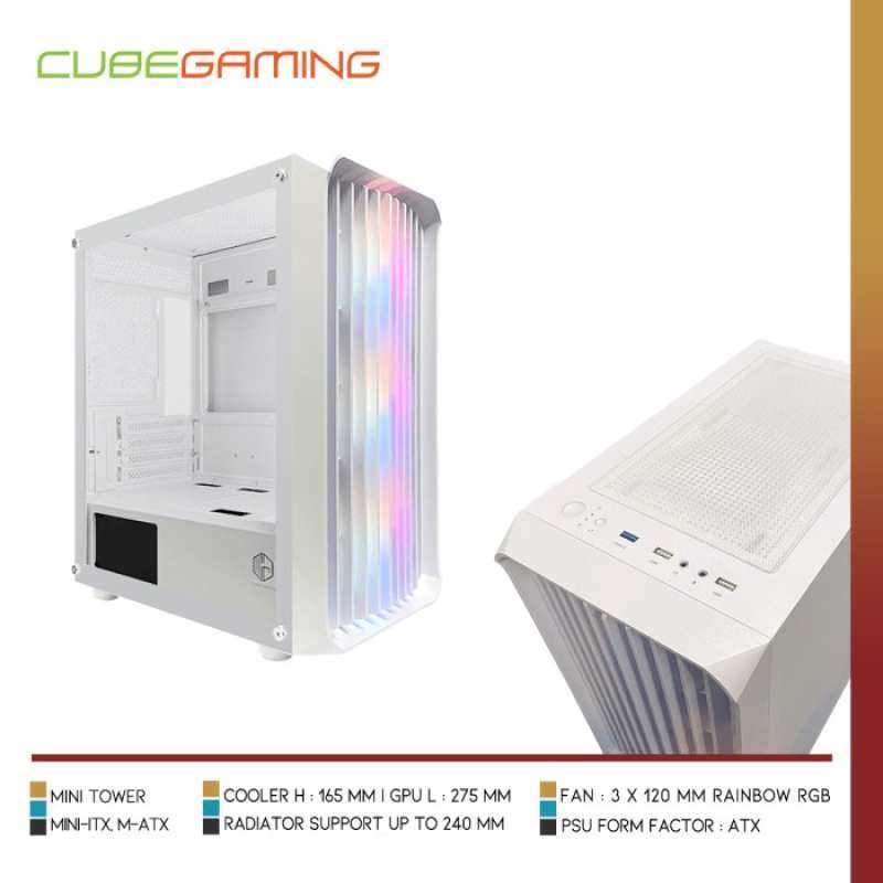 Jual CUBE GAMING Cayn | Compact Case with Triple Rainbow RGB Fan ...