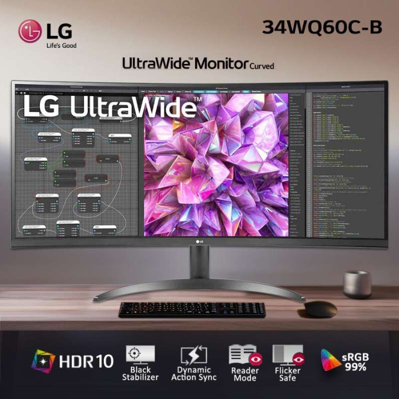 Promo Lg Led Monitor Curve Qhd Ultrawide 34wq60c-b Promo Diskon 2% Di ...