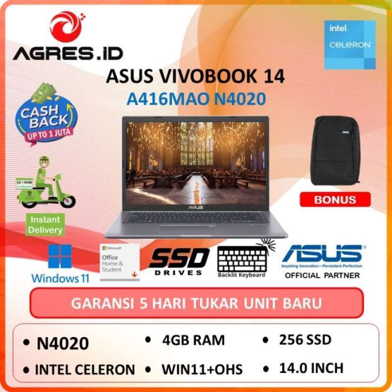Jual ASUS VIVOBOOK 14 A416MAO N4020 4GB/256SSD W11+OHS 14 FHD - Silver ...