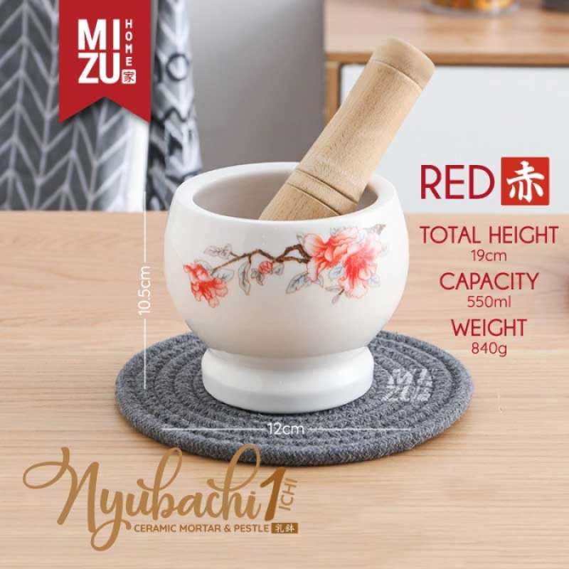 Promo New Mizu Nyubachi-Ichi Mortar Pestle Cobek Keramik Ulekan Bumbu Dapur Obat Terbaru - RED ...